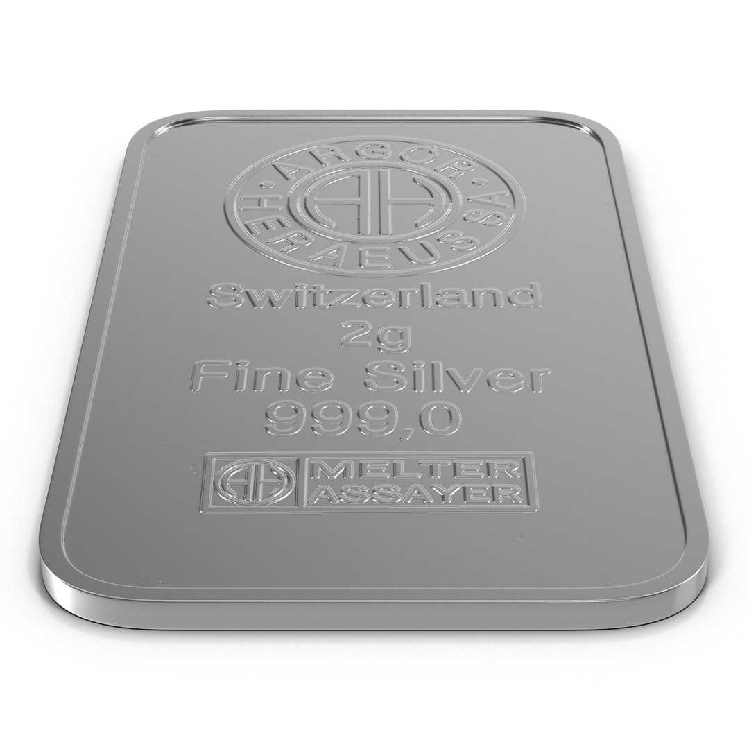 3d Model Silver Bar 2g 2