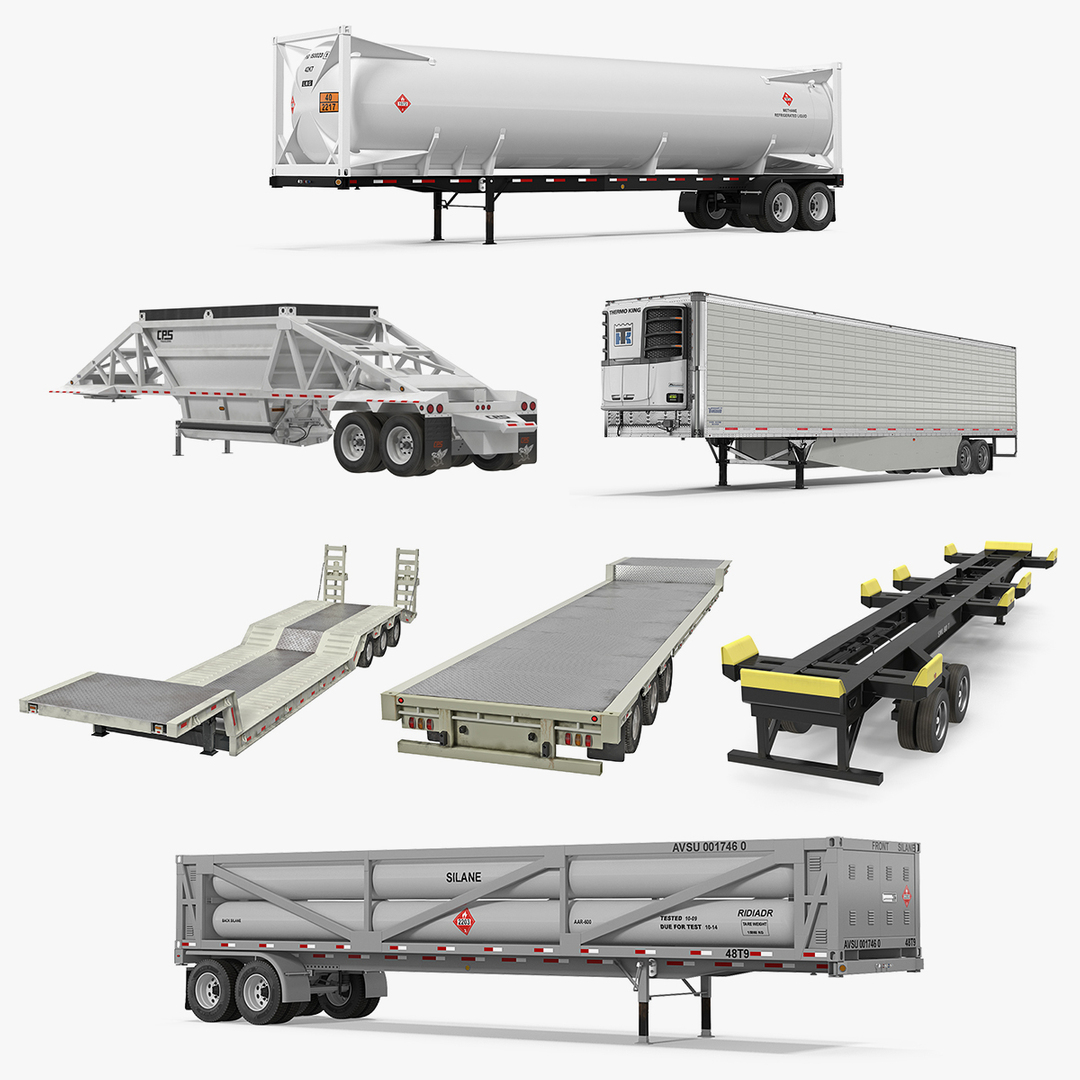3D trailers 5 semi - TurboSquid 1396320