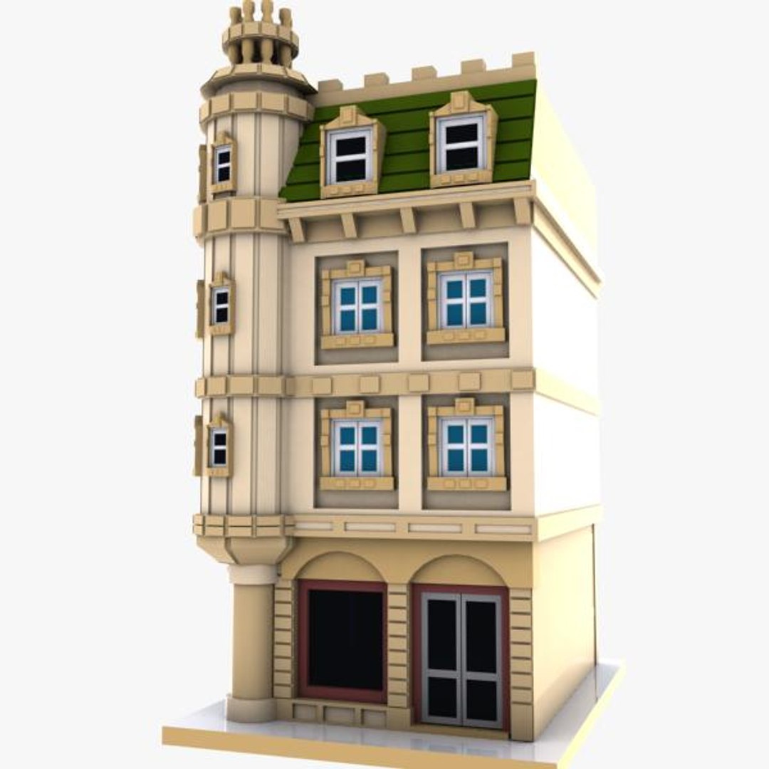 3dsmax Cartoon Corner Building