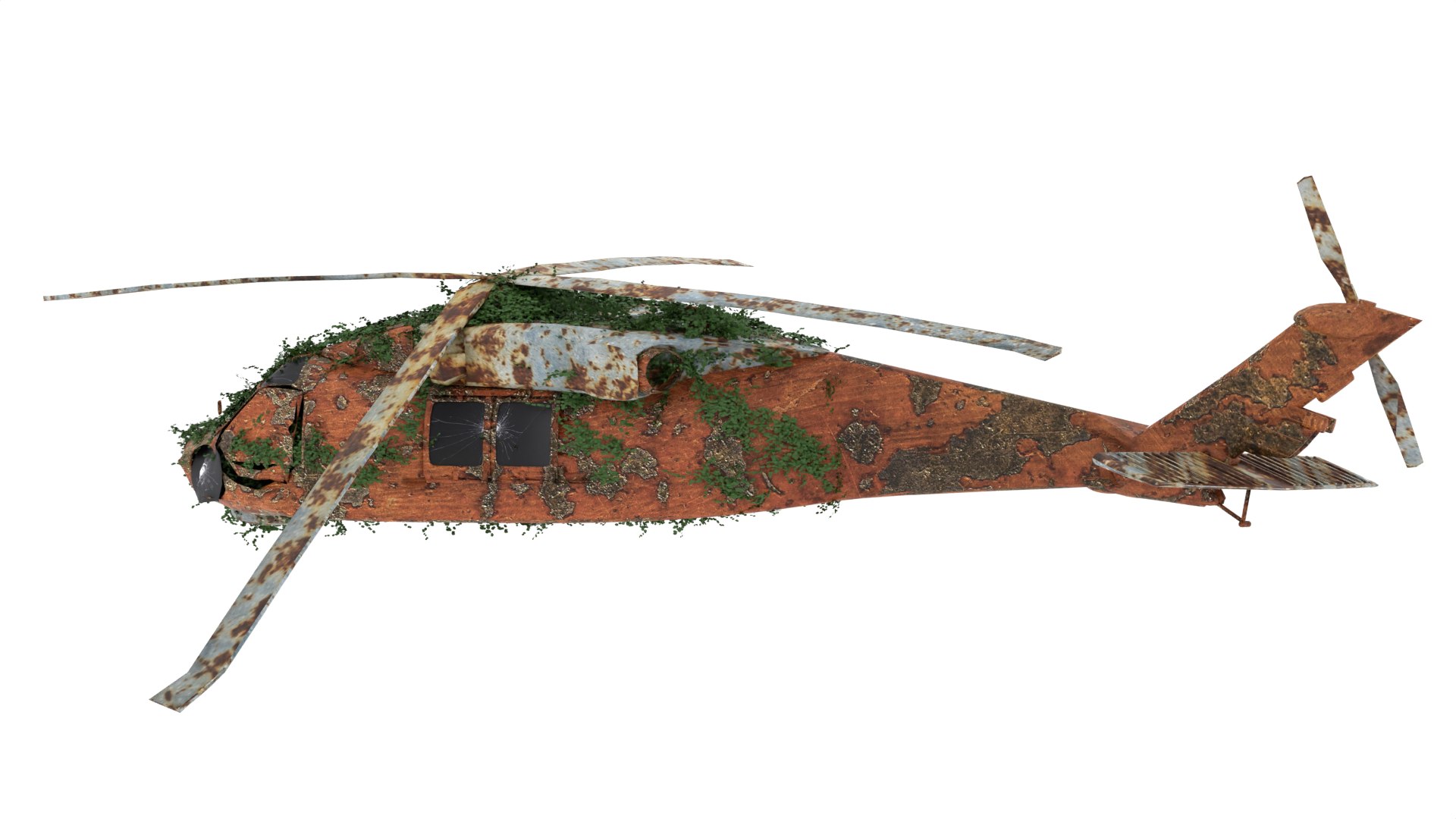 Damaged Rusted Helicopter Model - TurboSquid 2034707