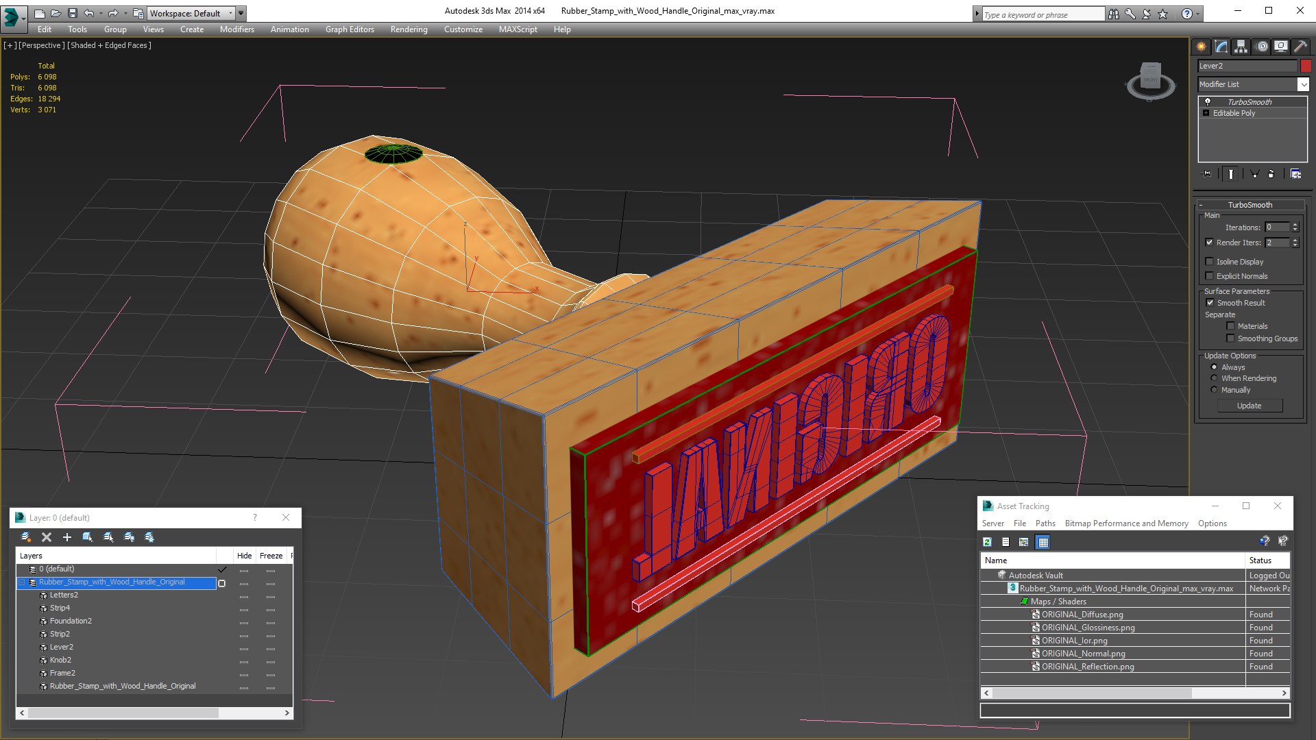 3D Model Rubber Stamp With Wood Handle Original - TurboSquid 1815150