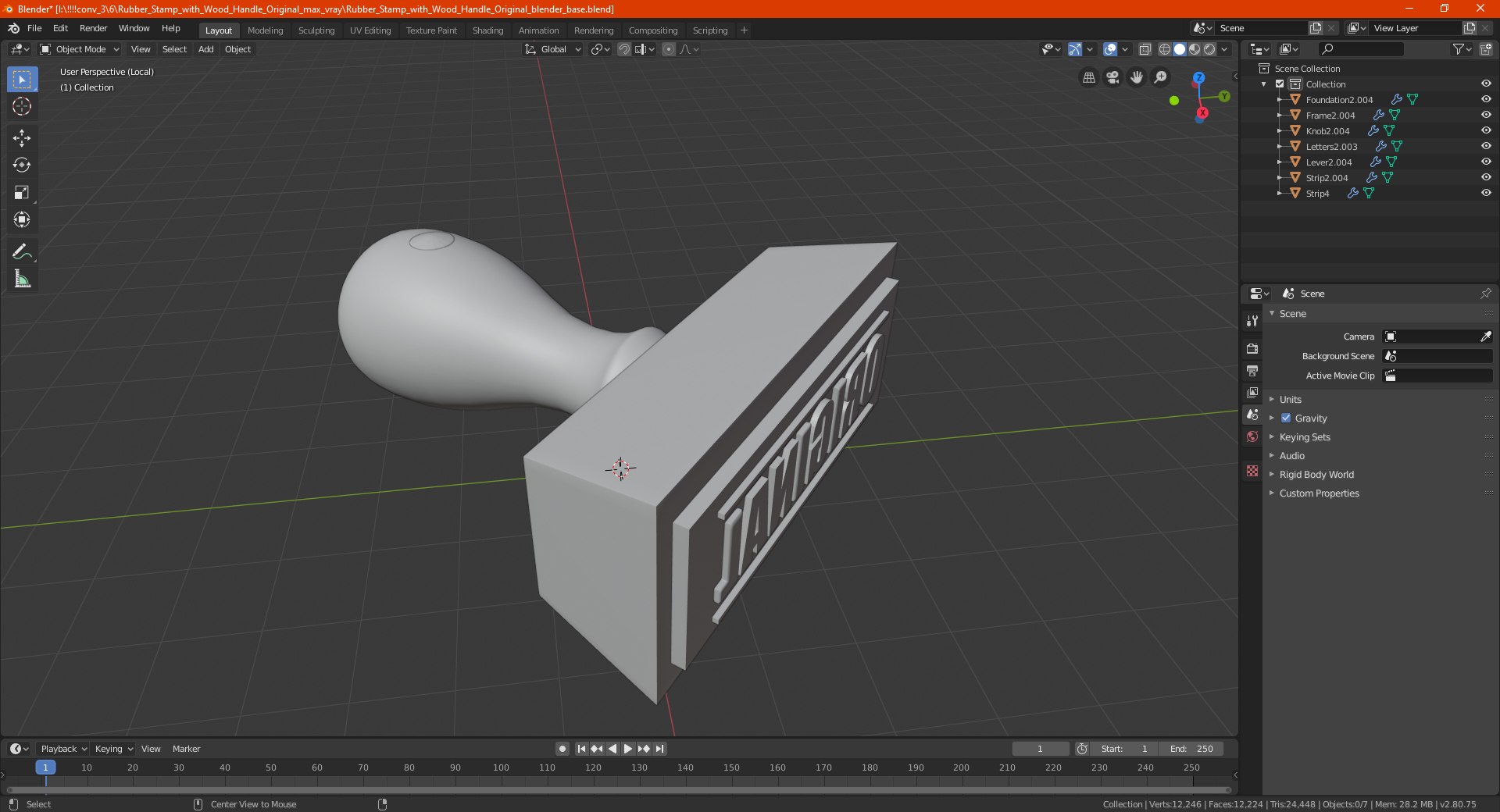 3D Model Rubber Stamp With Wood Handle Original - TurboSquid 1815150