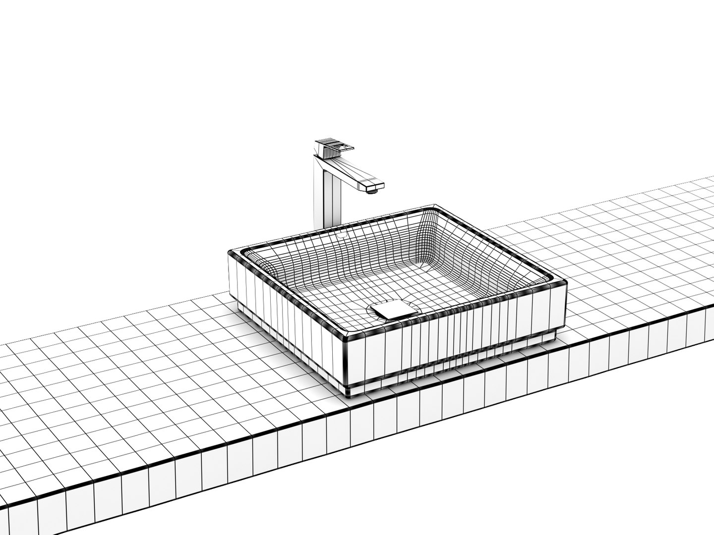 Cube countertop vessel 50 3D model - TurboSquid 1389522