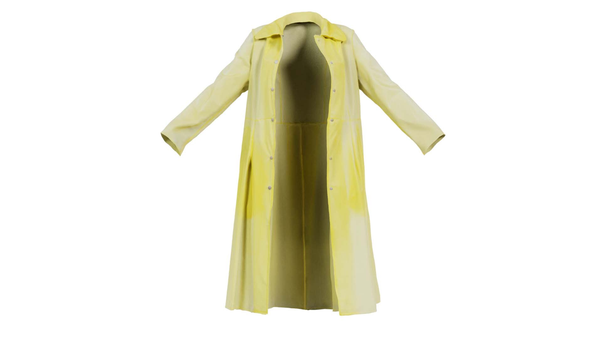 Yellow Transparant Vinyl Raincoat Open Remastered Model - TurboSquid ...
