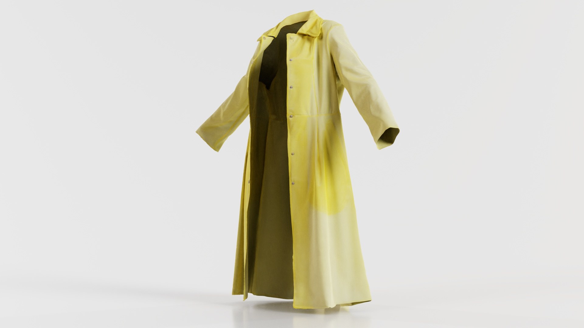 Yellow Transparant Vinyl Raincoat Open Remastered Model - TurboSquid ...