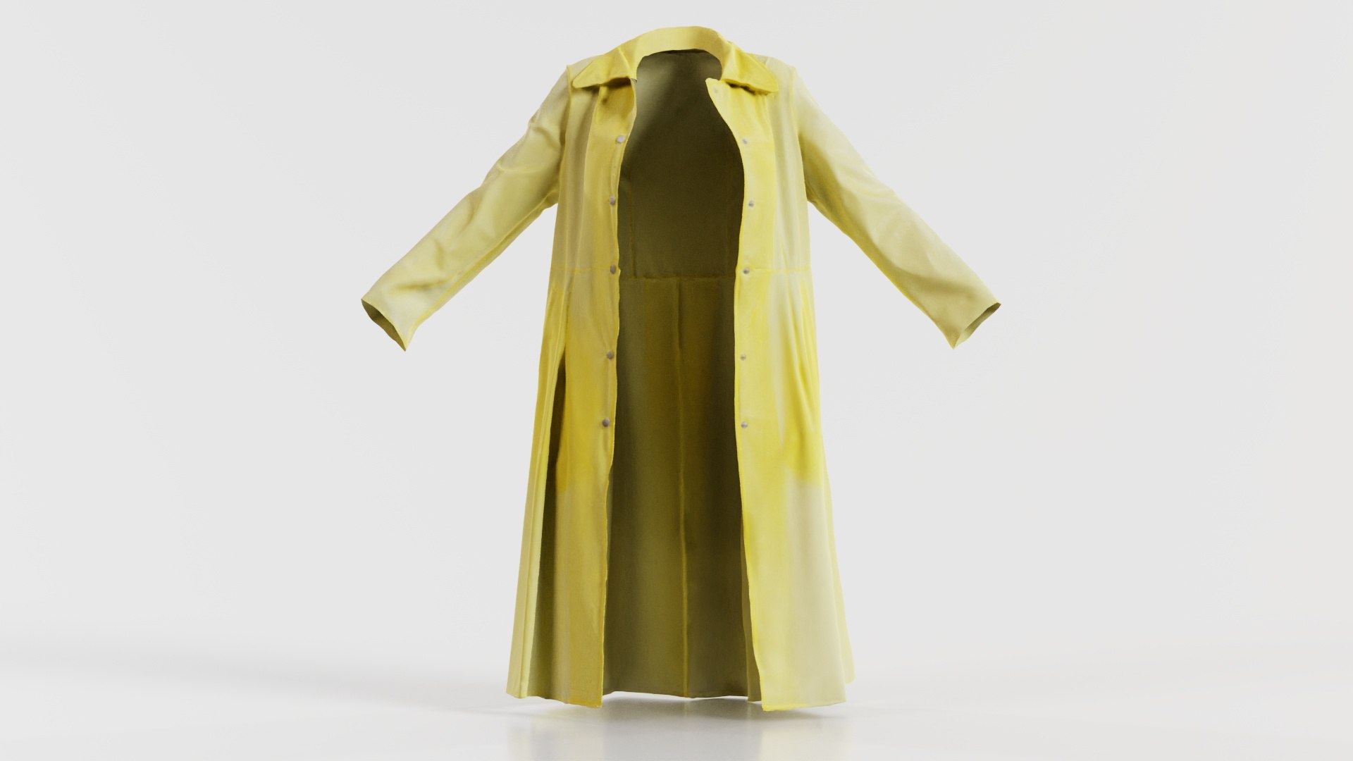 Yellow Transparant Vinyl Raincoat Open Remastered Model - TurboSquid ...