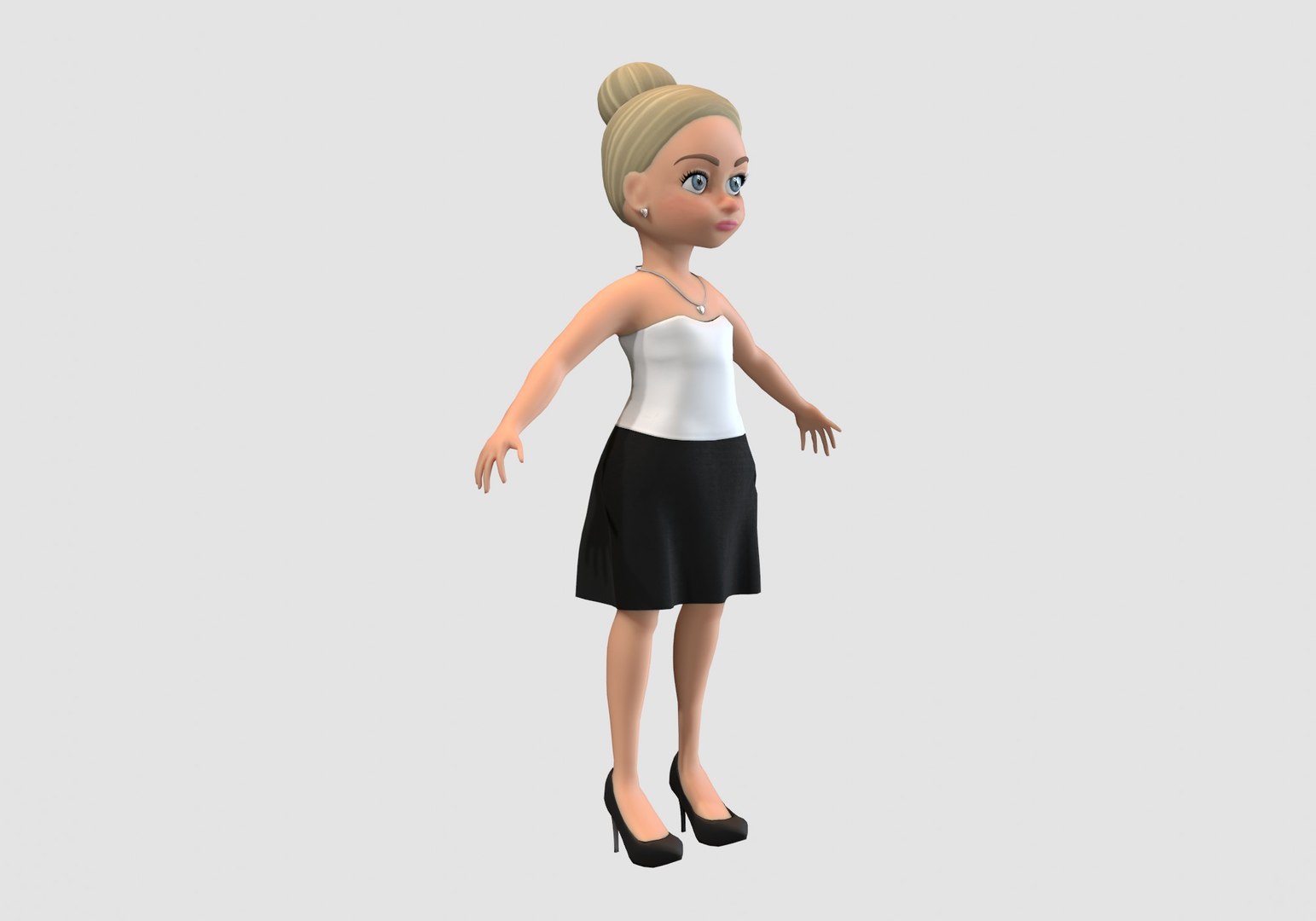 Elegant Cartoon Girl 3D Model - TurboSquid 1910323