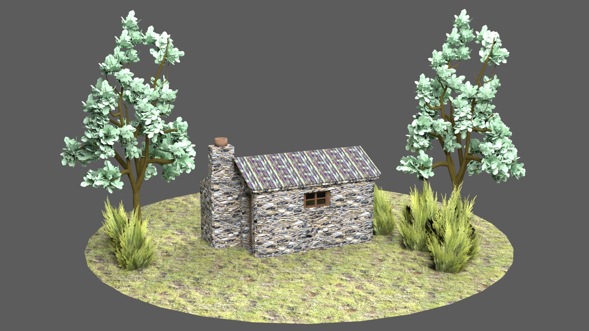 3D Stone Hut 2 With Interior - TurboSquid 1798459