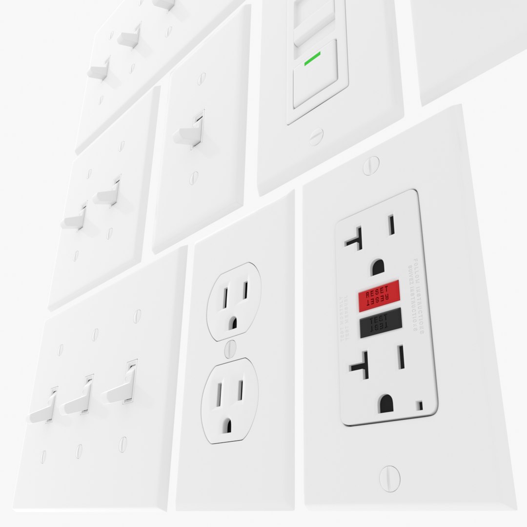3D light switches outlets interior design model - TurboSquid 1696109