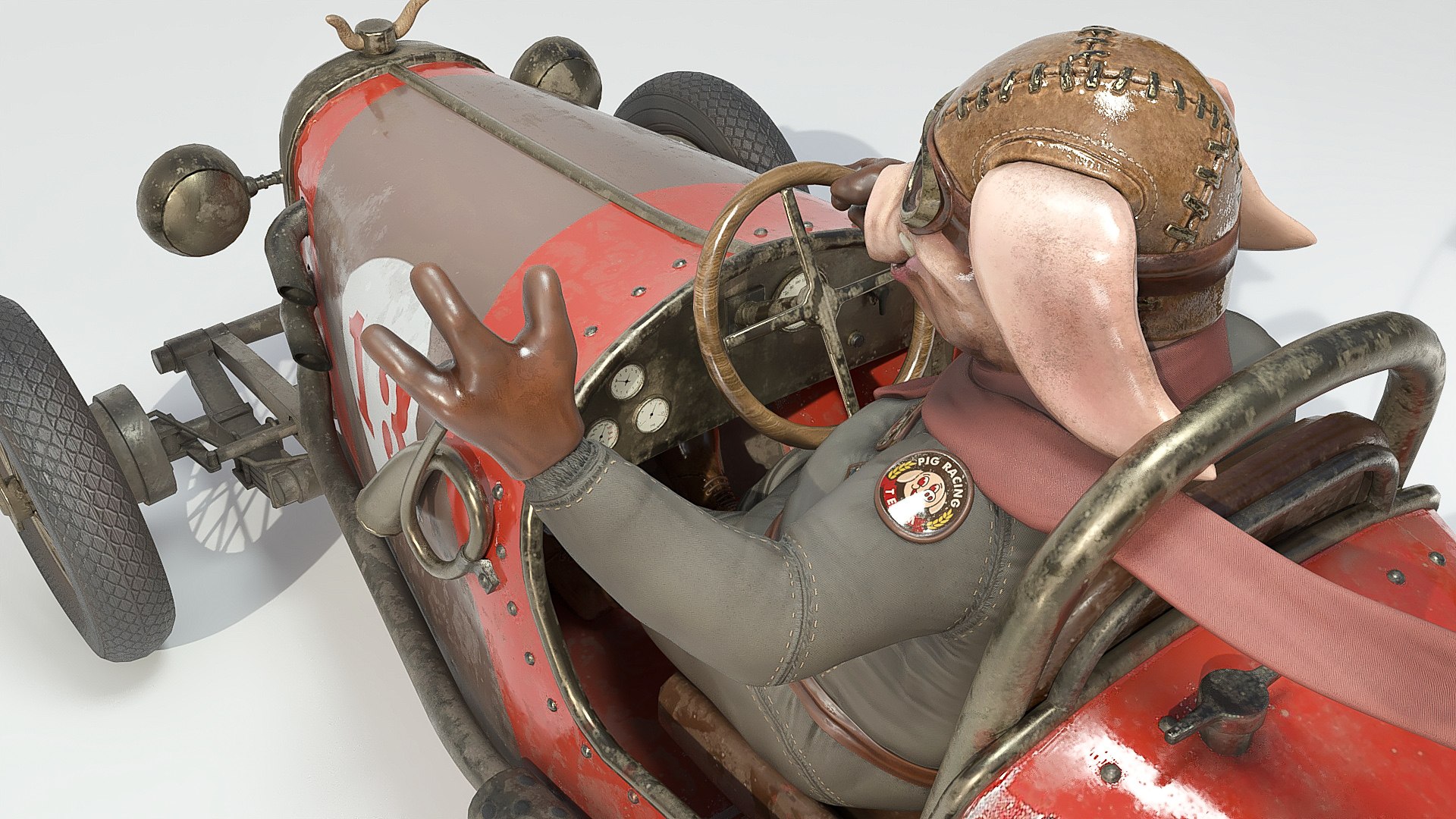 3D Model Pig Racing Car - TurboSquid 2062781