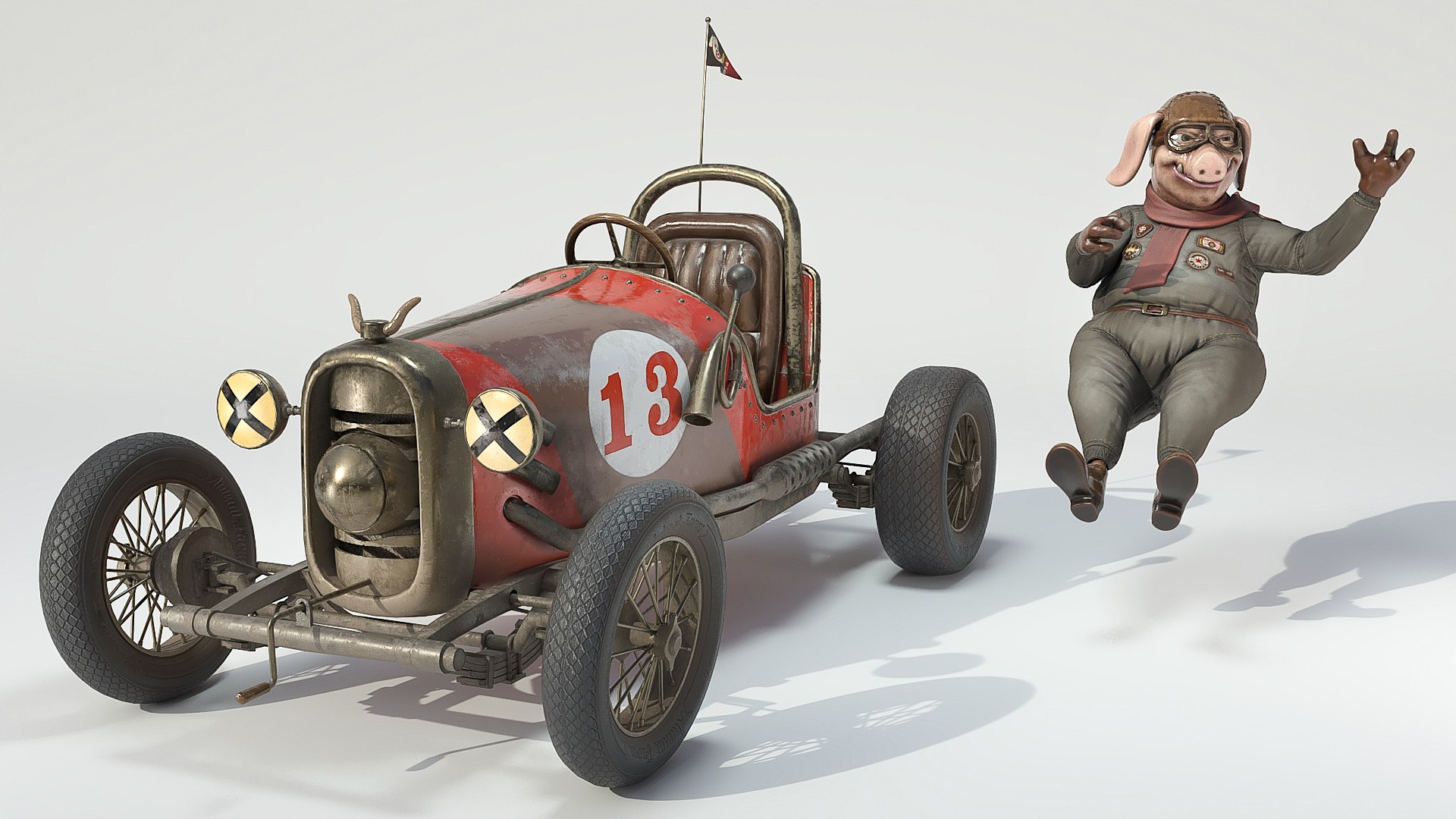 3D Model Pig Racing Car - TurboSquid 2062781