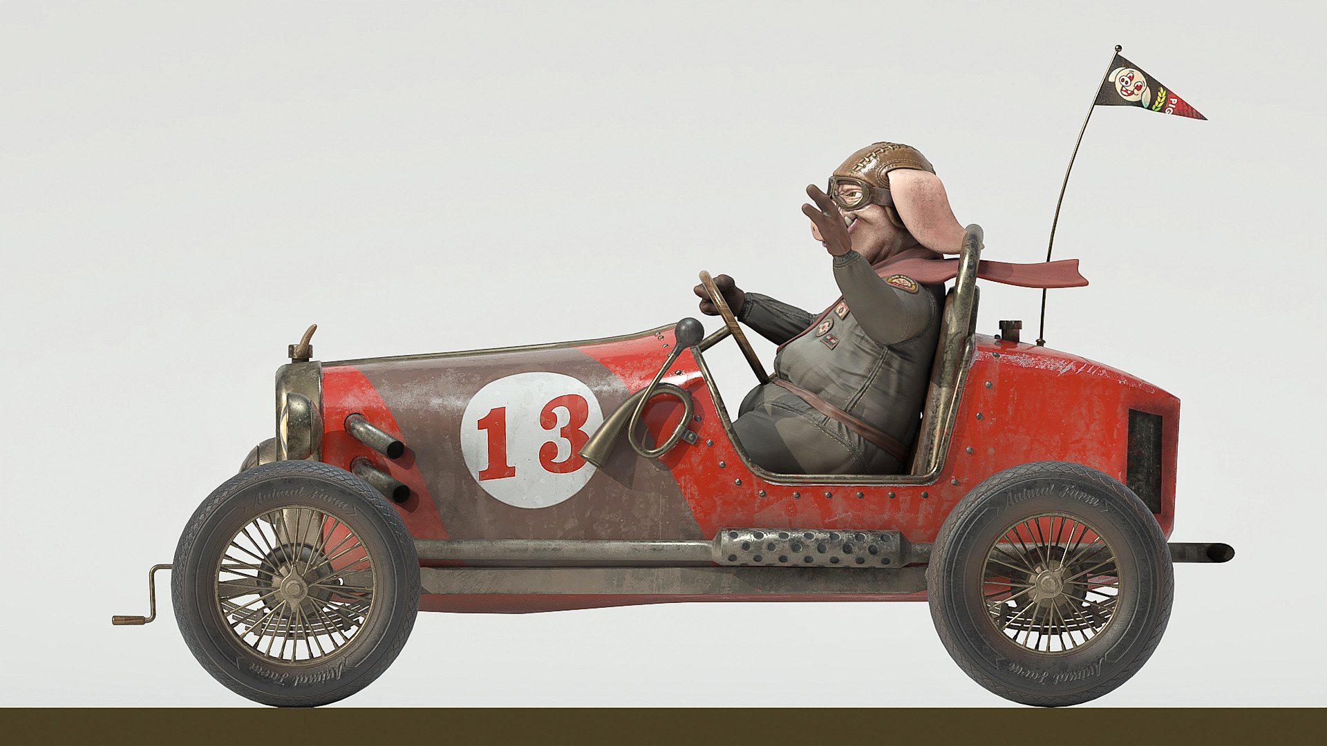3D Model Pig Racing Car - TurboSquid 2062781