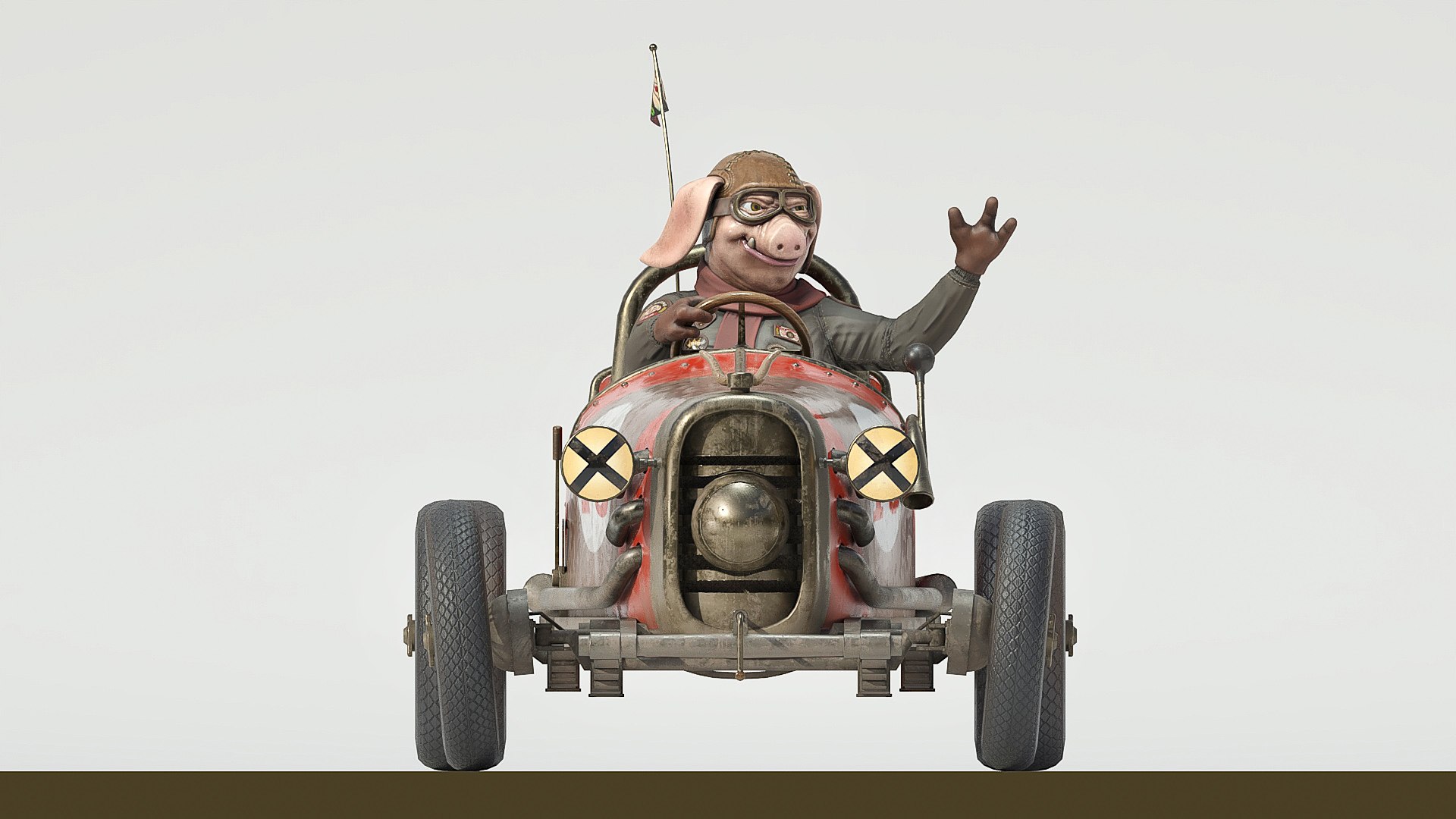 3D Model Pig Racing Car - TurboSquid 2062781
