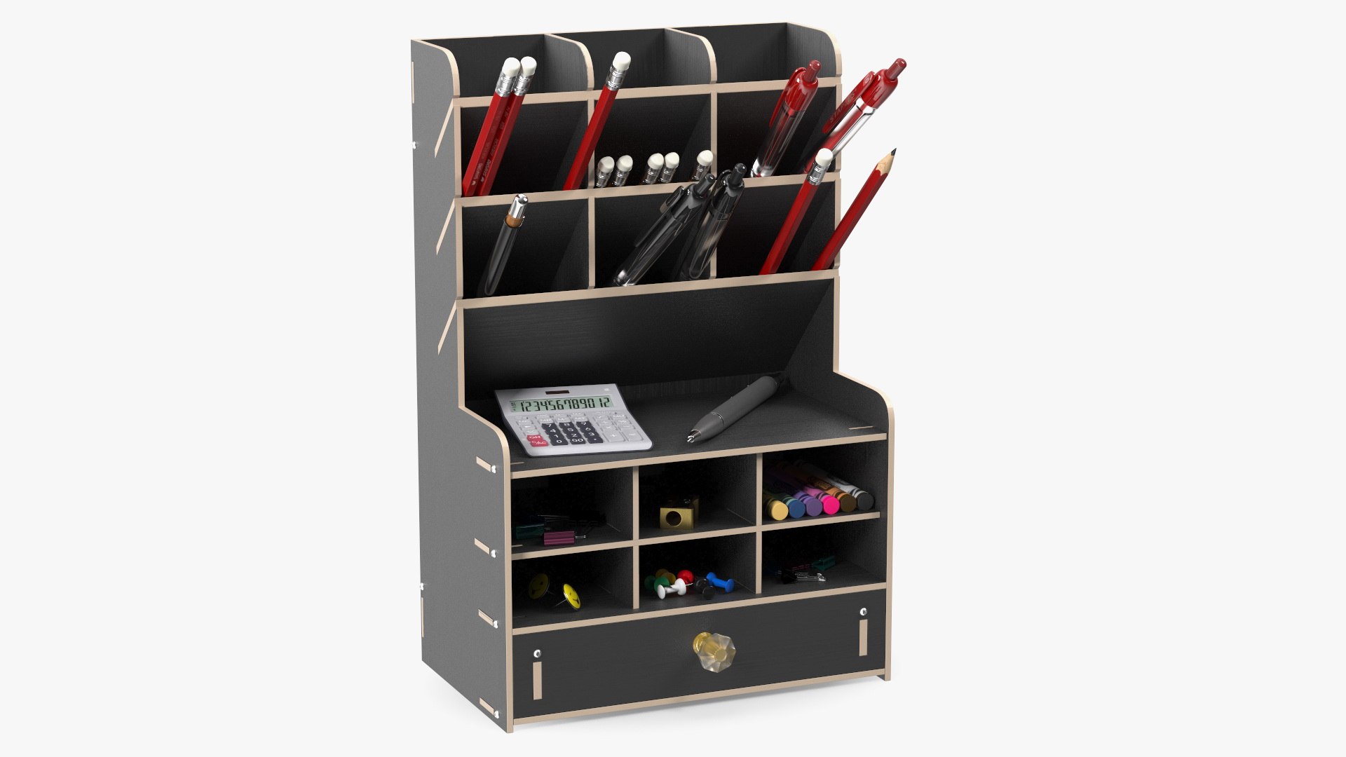 3D Office Stationery Organizer with Supplies model - TurboSquid 2031839