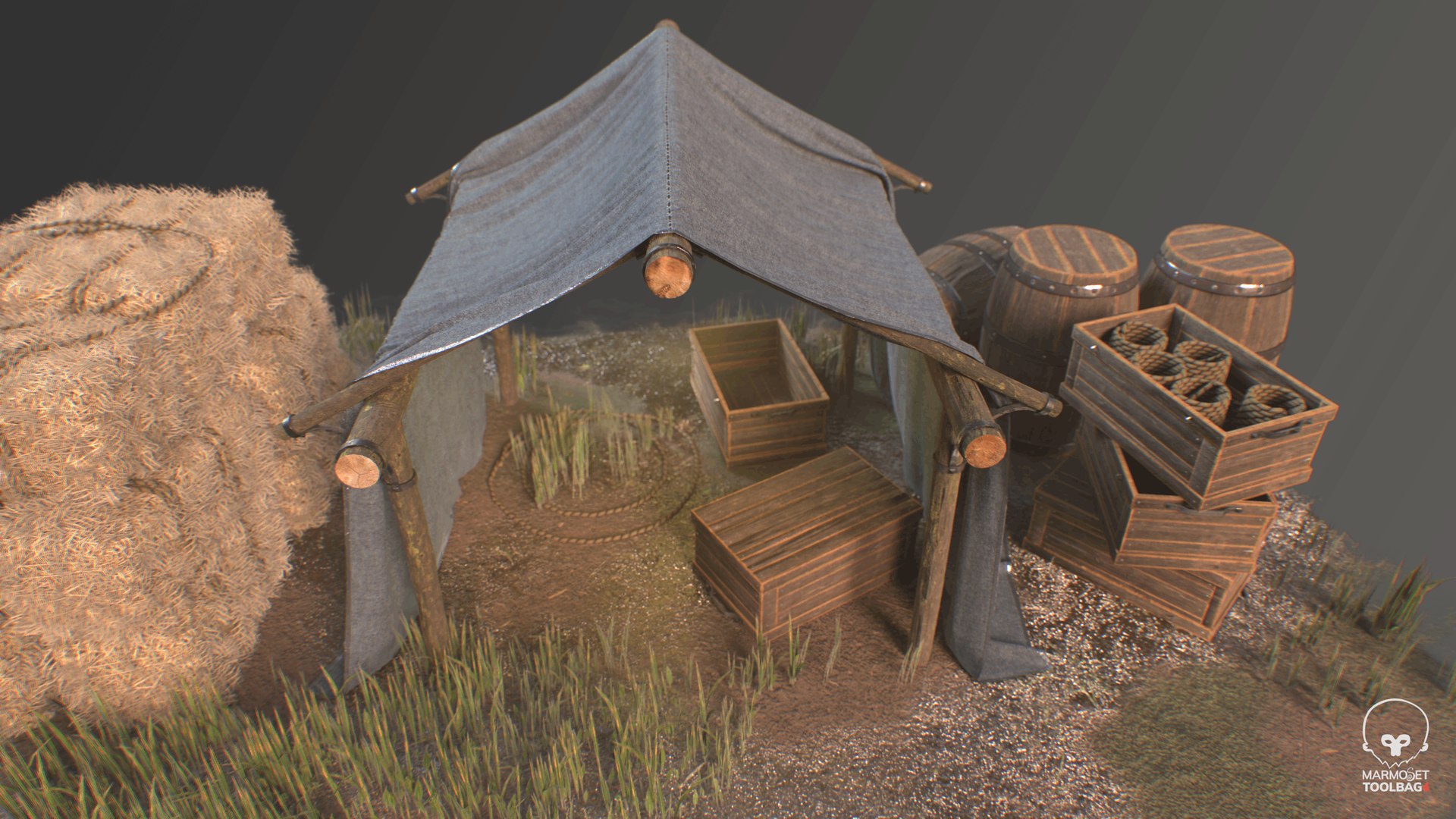 3D Medieval Tent And Environmental Props - TurboSquid 2397079