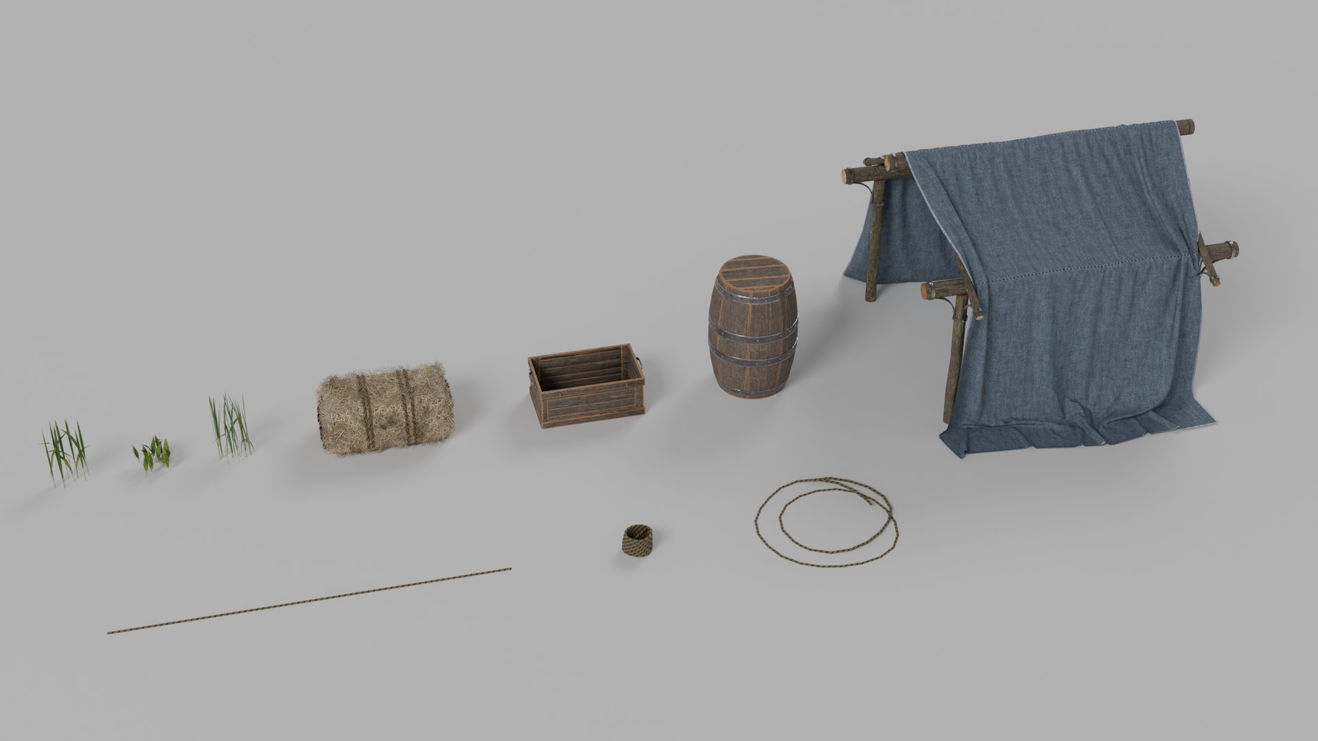 3D Medieval Tent And Environmental Props - TurboSquid 2397079