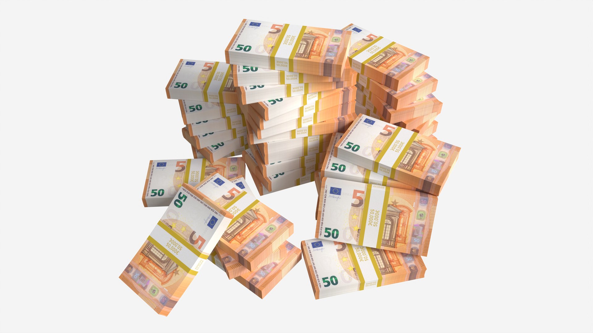 3D Euro Banknote Bundles Large Set Model - TurboSquid 2107411