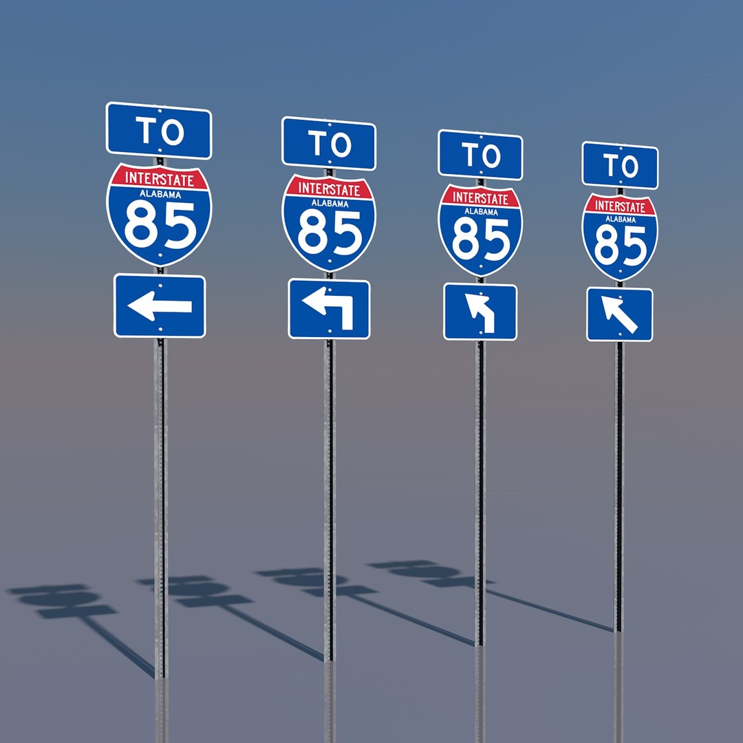 Interstate 85 Signs 3d C4d