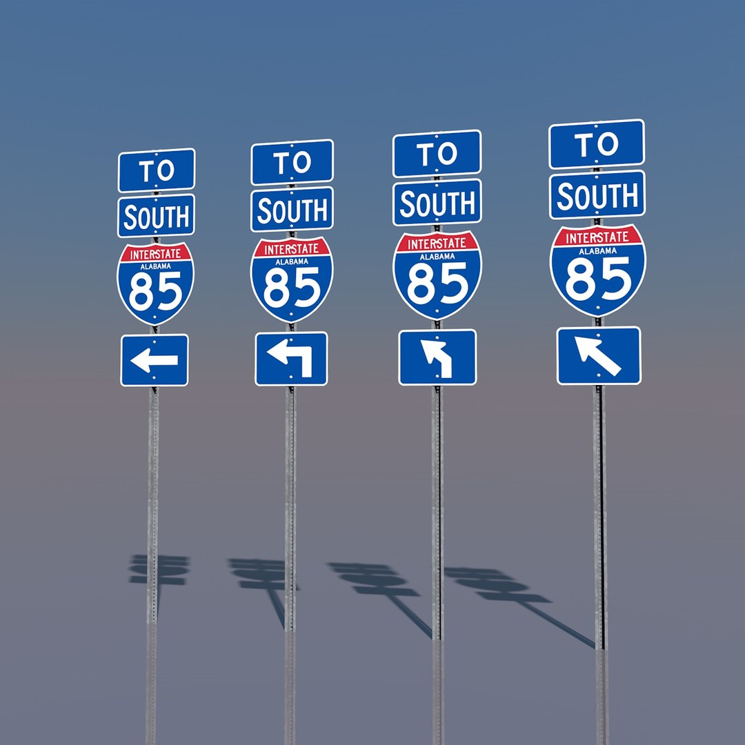 Interstate 85 Signs 3d C4d
