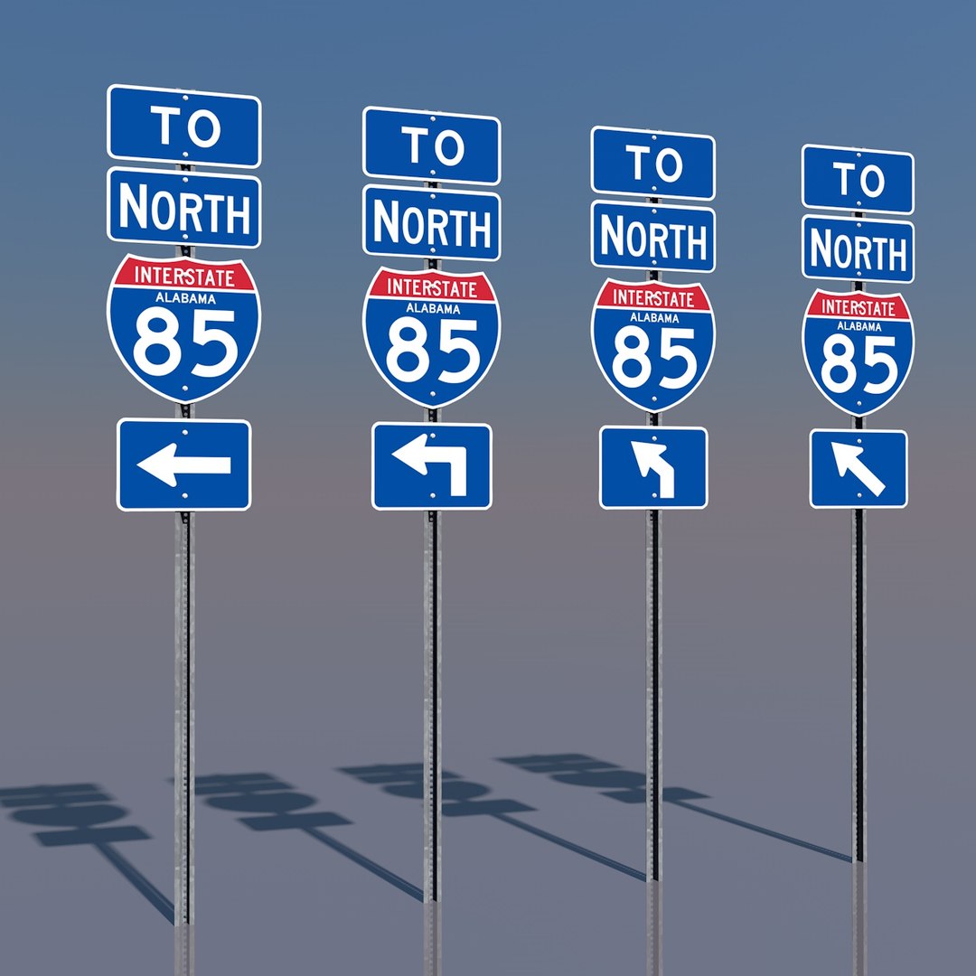 Interstate 85 Signs 3d C4d