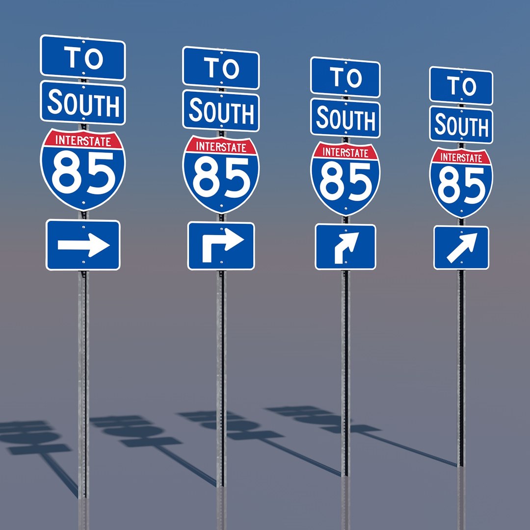 Interstate 85 Signs 3d C4d