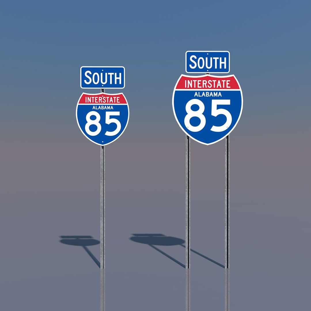 Interstate 85 Signs 3d C4d