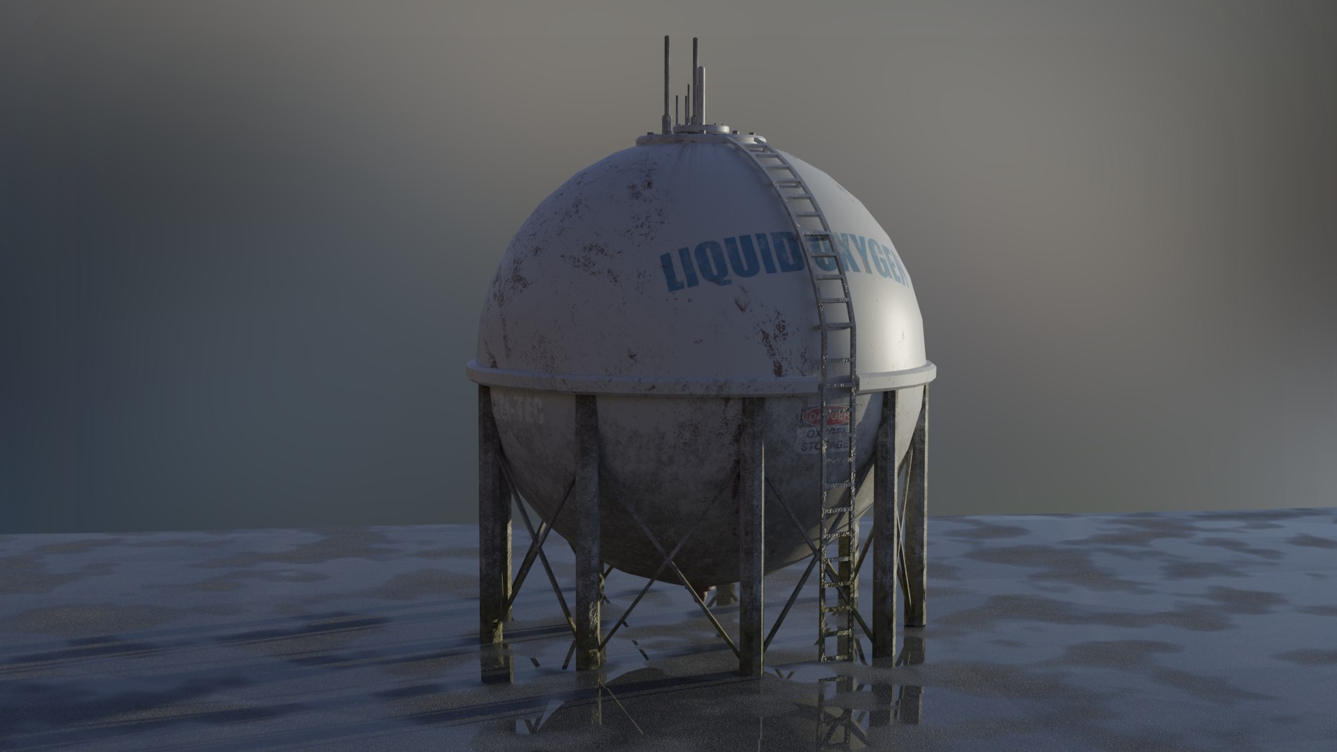 3D Model Liquid Oxygen Spherical Storage Tank - TurboSquid 1806787