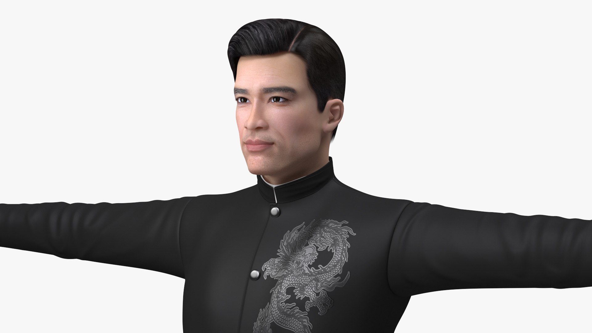 3D Asian Man Tunic Suit T Pose - TurboSquid 1851772