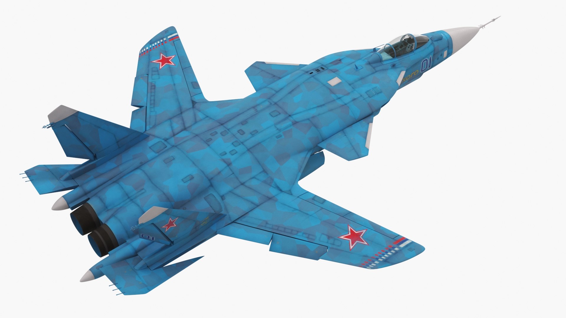 3D Sukhoi Su 47 Berkut Russian Supersonic Jet Fighter In Flight Model ...