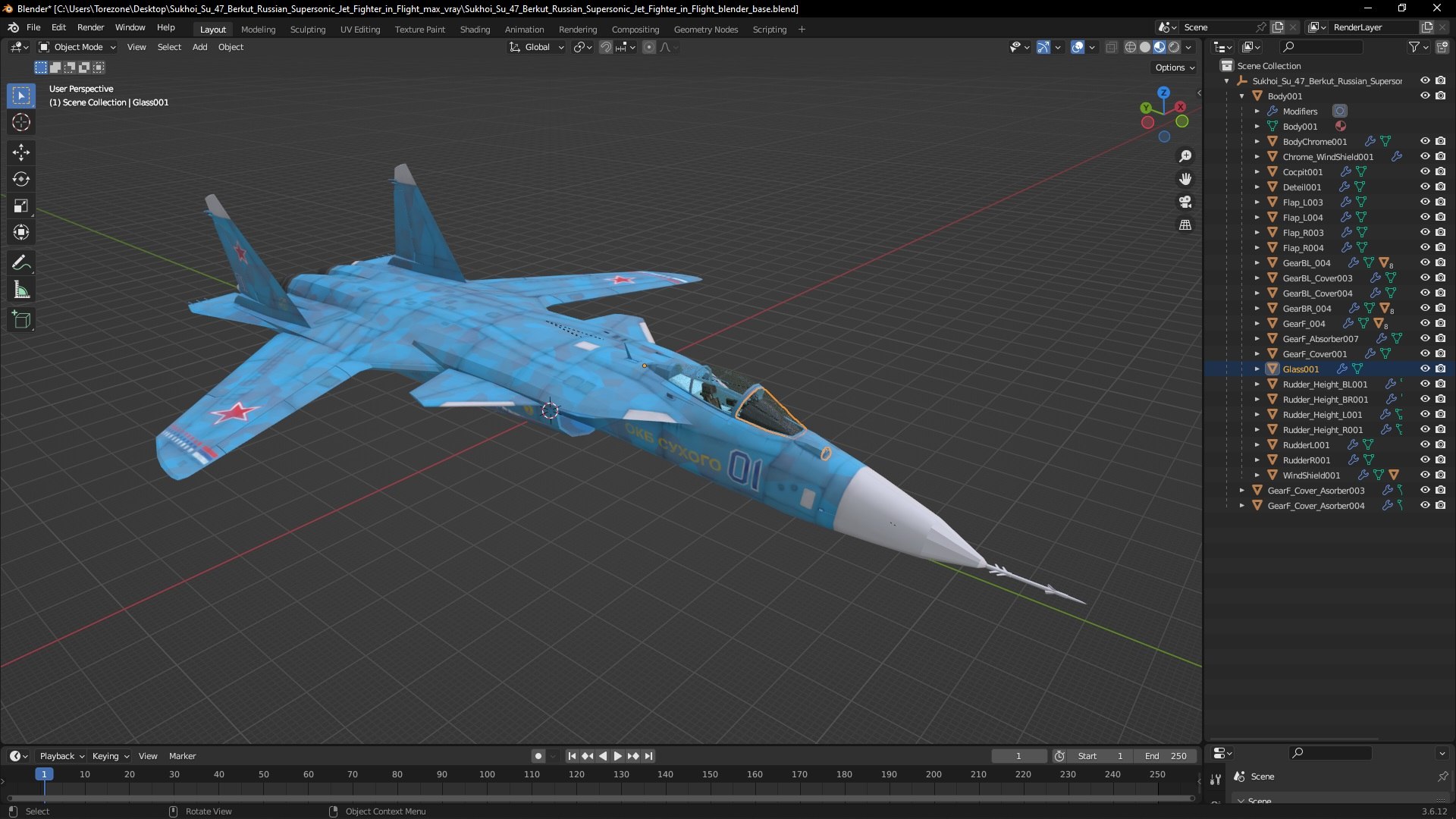 3D Sukhoi Su 47 Berkut Russian Supersonic Jet Fighter In Flight Model ...