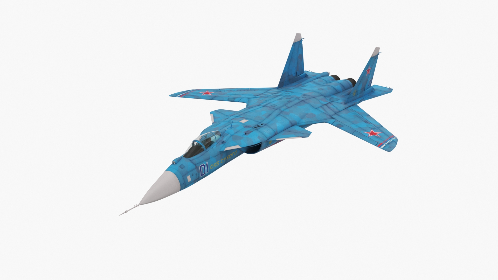 3D Sukhoi Su 47 Berkut Russian Supersonic Jet Fighter In Flight Model ...