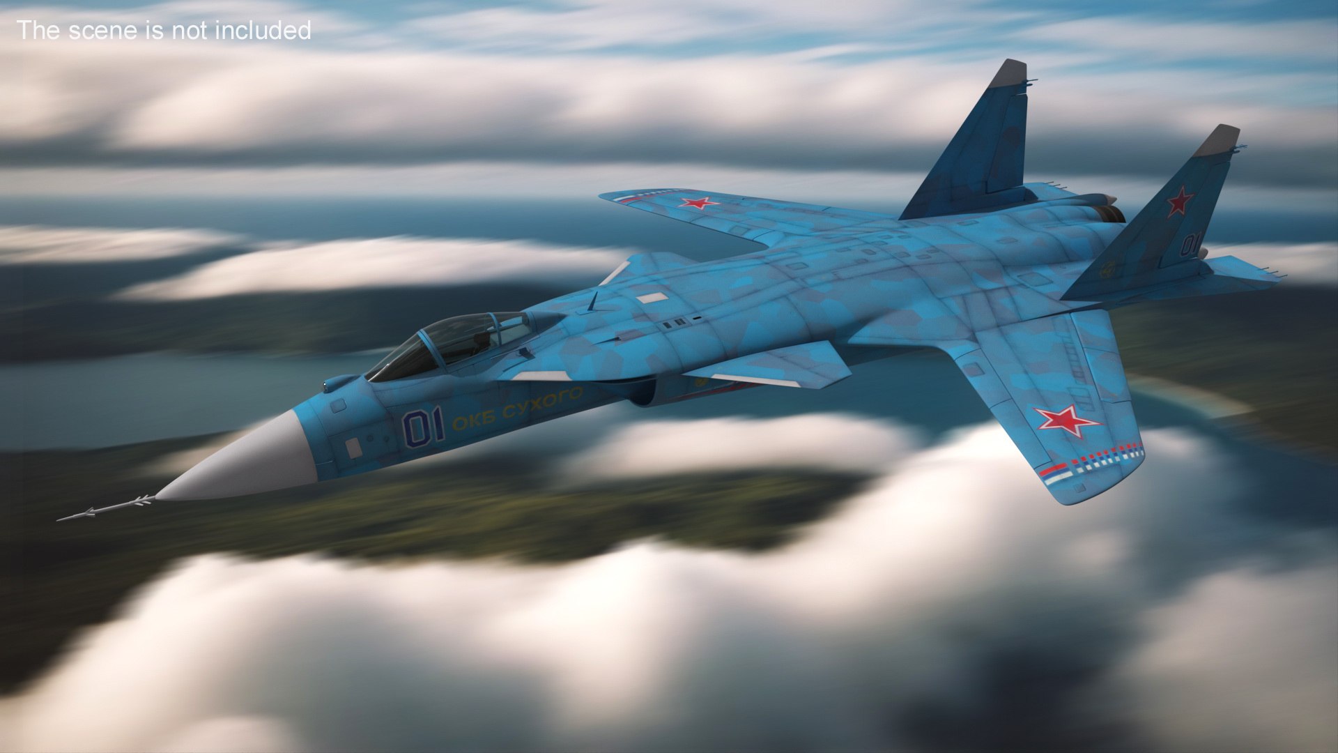 3D Sukhoi Su 47 Berkut Russian Supersonic Jet Fighter In Flight Model ...