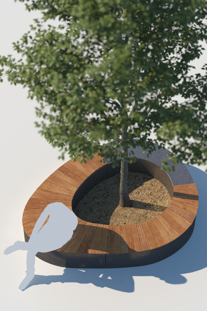 3D Street Park Bench Tree Model - TurboSquid 1202299