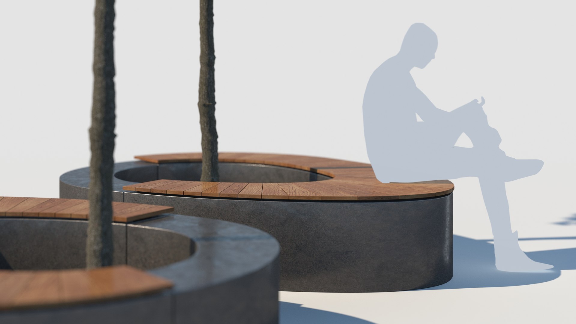 3D Street Park Bench Tree Model - TurboSquid 1202299