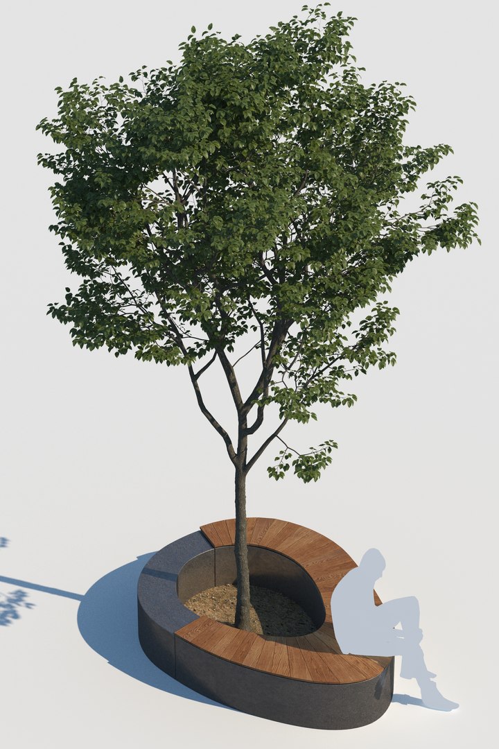 3D Street Park Bench Tree Model - TurboSquid 1202299