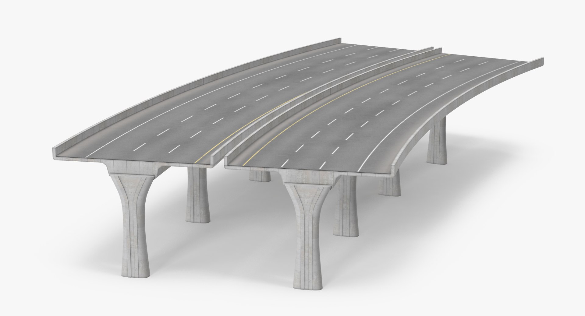 3D 3 lane raised highways - TurboSquid 1358650