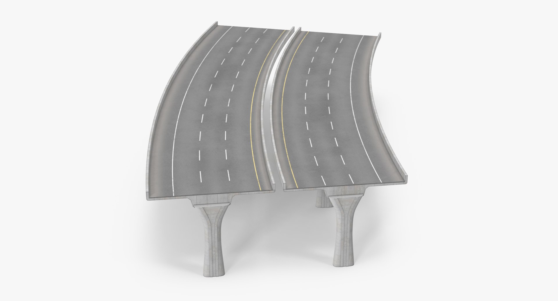 3D 3 lane raised highways - TurboSquid 1358650
