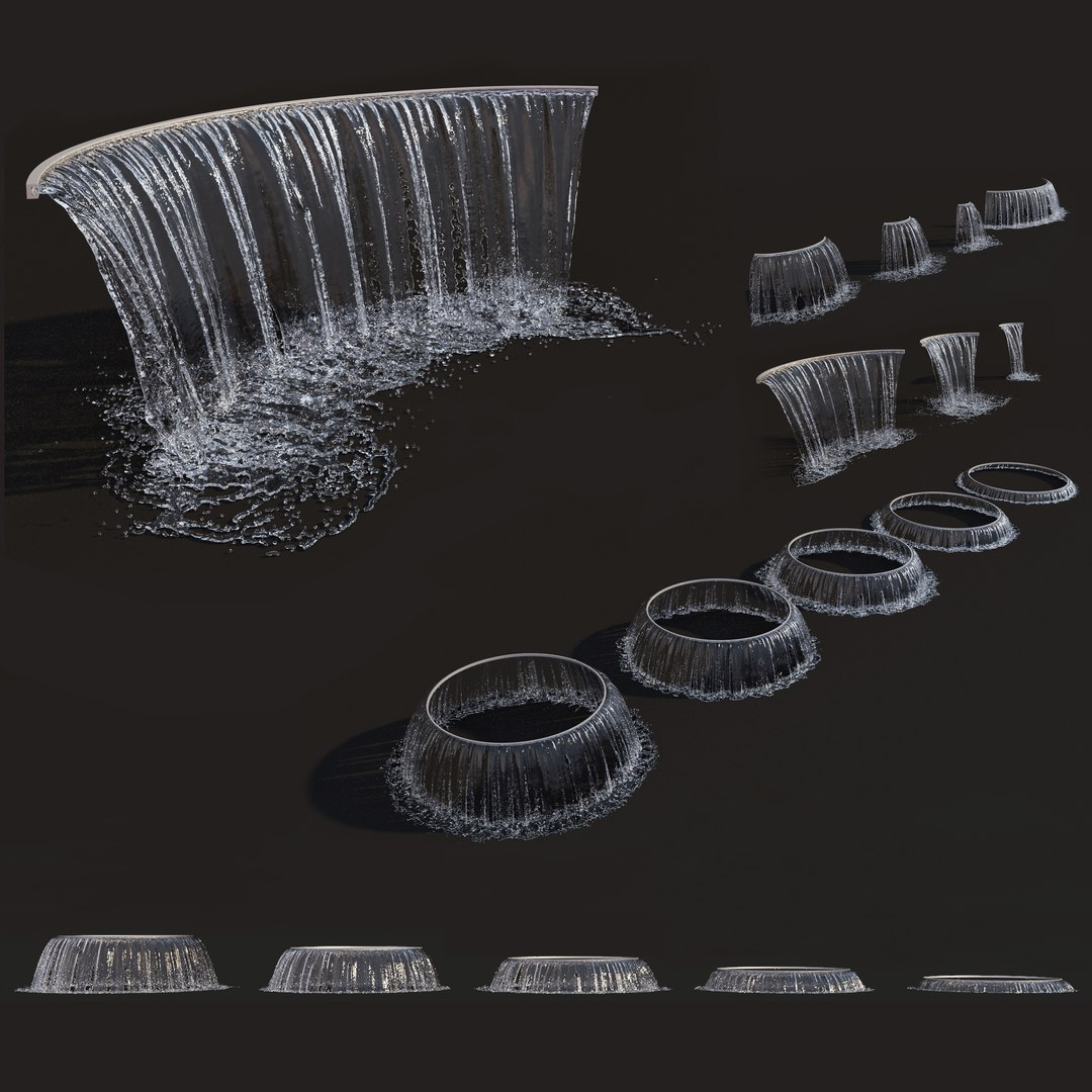 Collection Waterfall Fountains Cascade - 14 3D model - TurboSquid 1927746