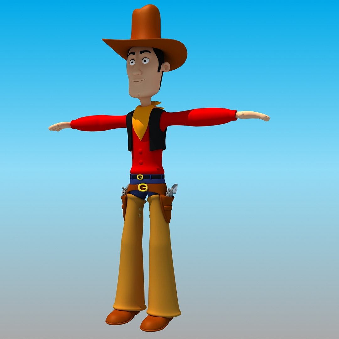 Rigged Cartoon Cowboy Character Biped 3d Model