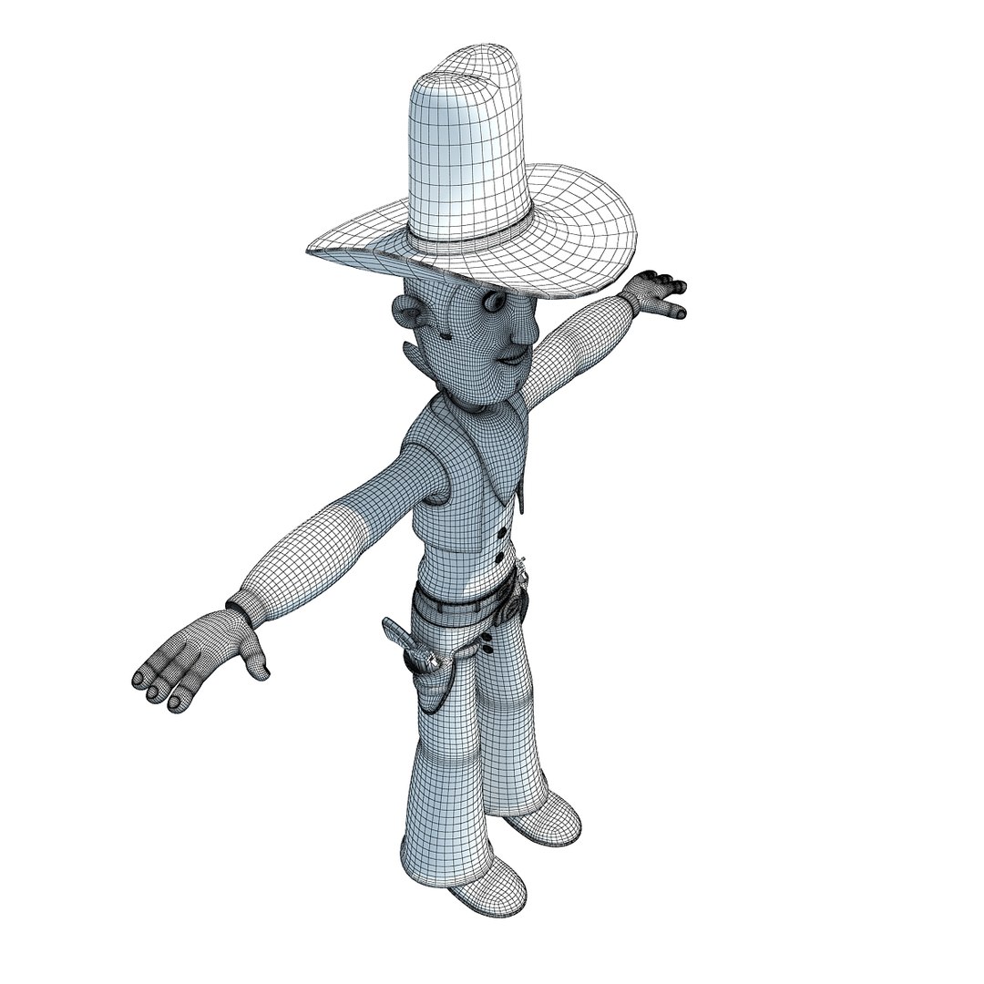 Rigged Cartoon Cowboy Character Biped 3d Model