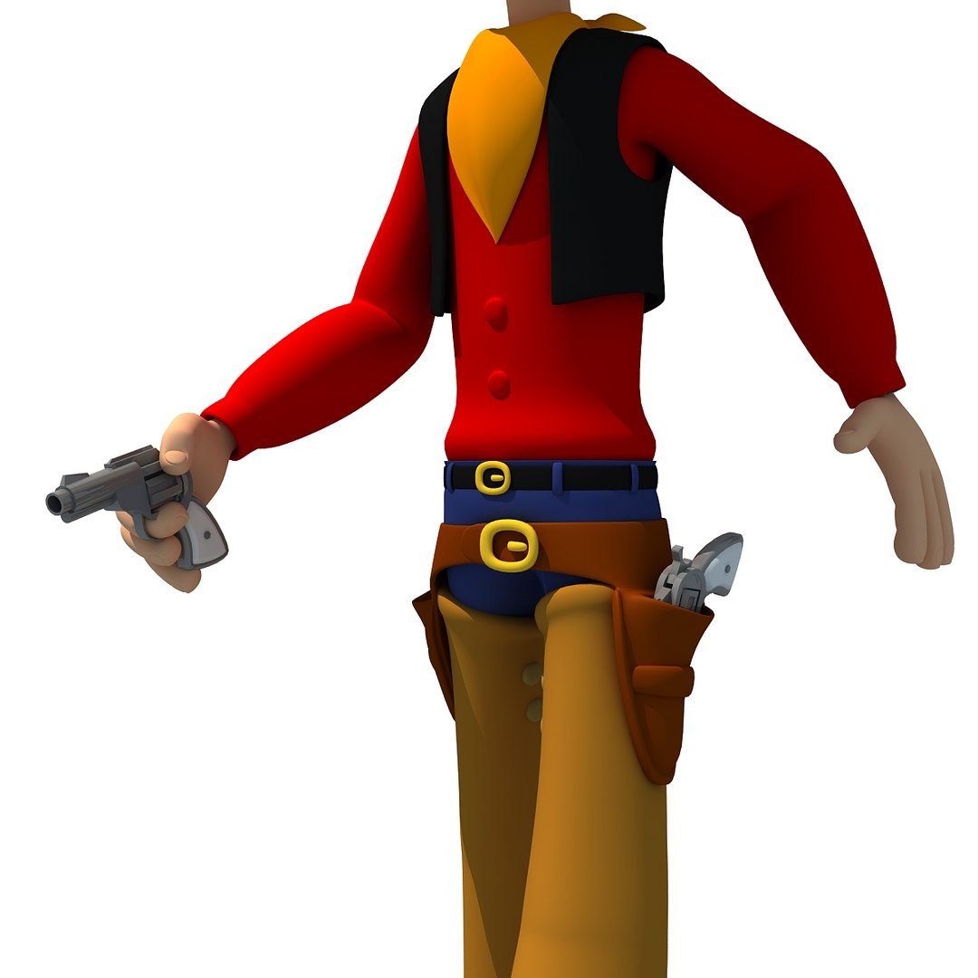 rigged cartoon cowboy character biped 3d model
