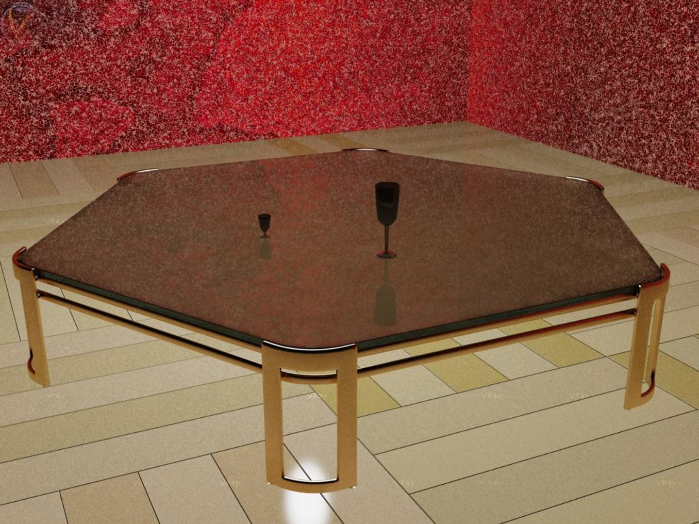 3d Model Hexagonal Glass Table