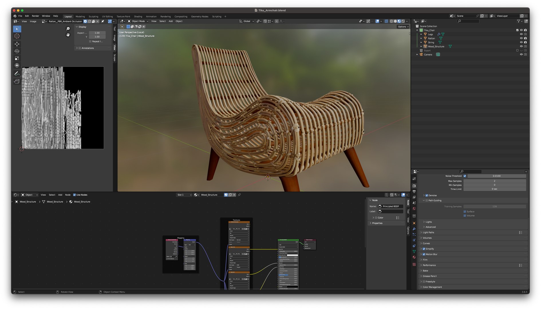 3D model Tika Chair - natural rattan armchair - TurboSquid 2151477