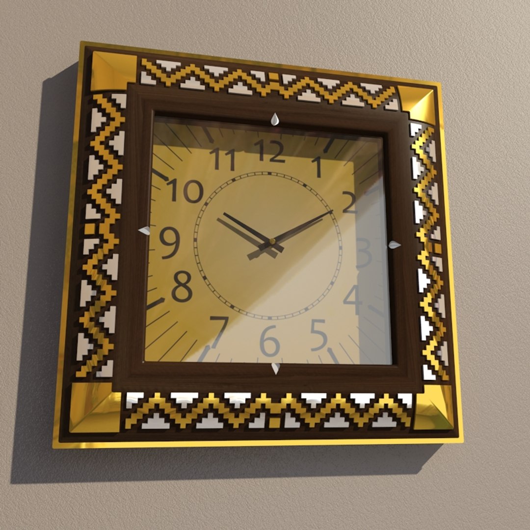 3D Square Wall Clock Decoration Model - TurboSquid 1605595