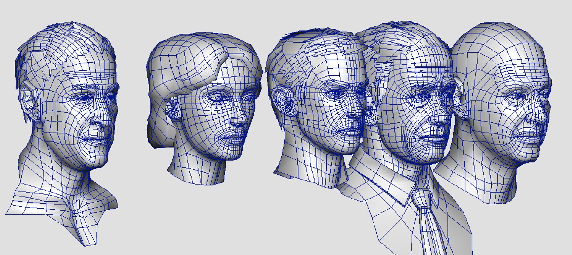 3d Character Parts Human Heads Model