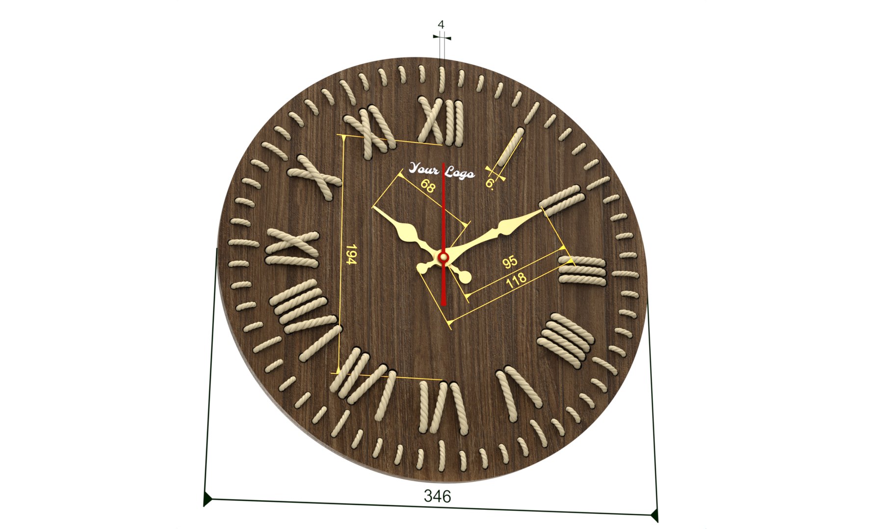 DIY Wall Clock With Rope Numbers 3D Model - TurboSquid 2415335