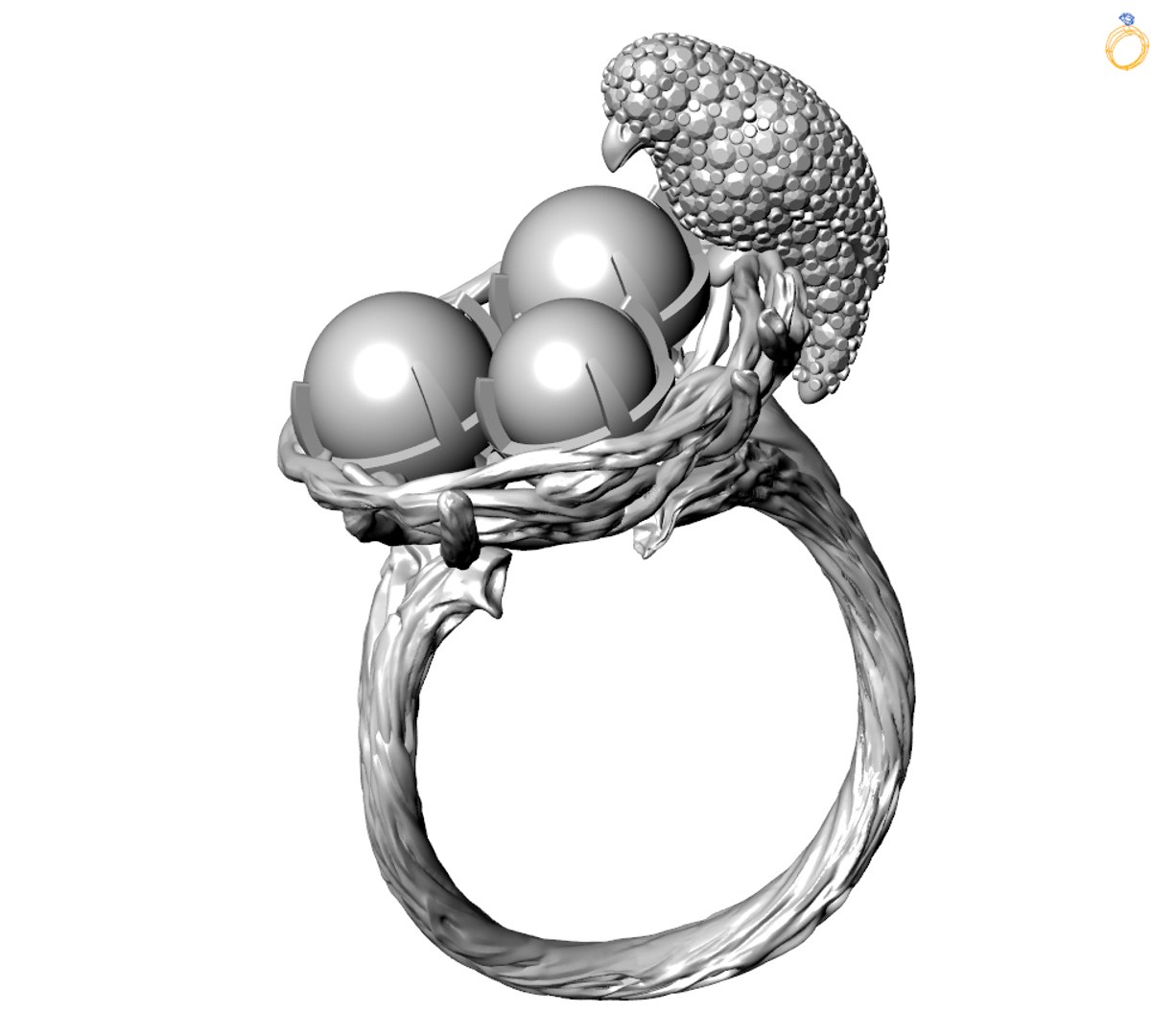ring birds nest 3d obj
