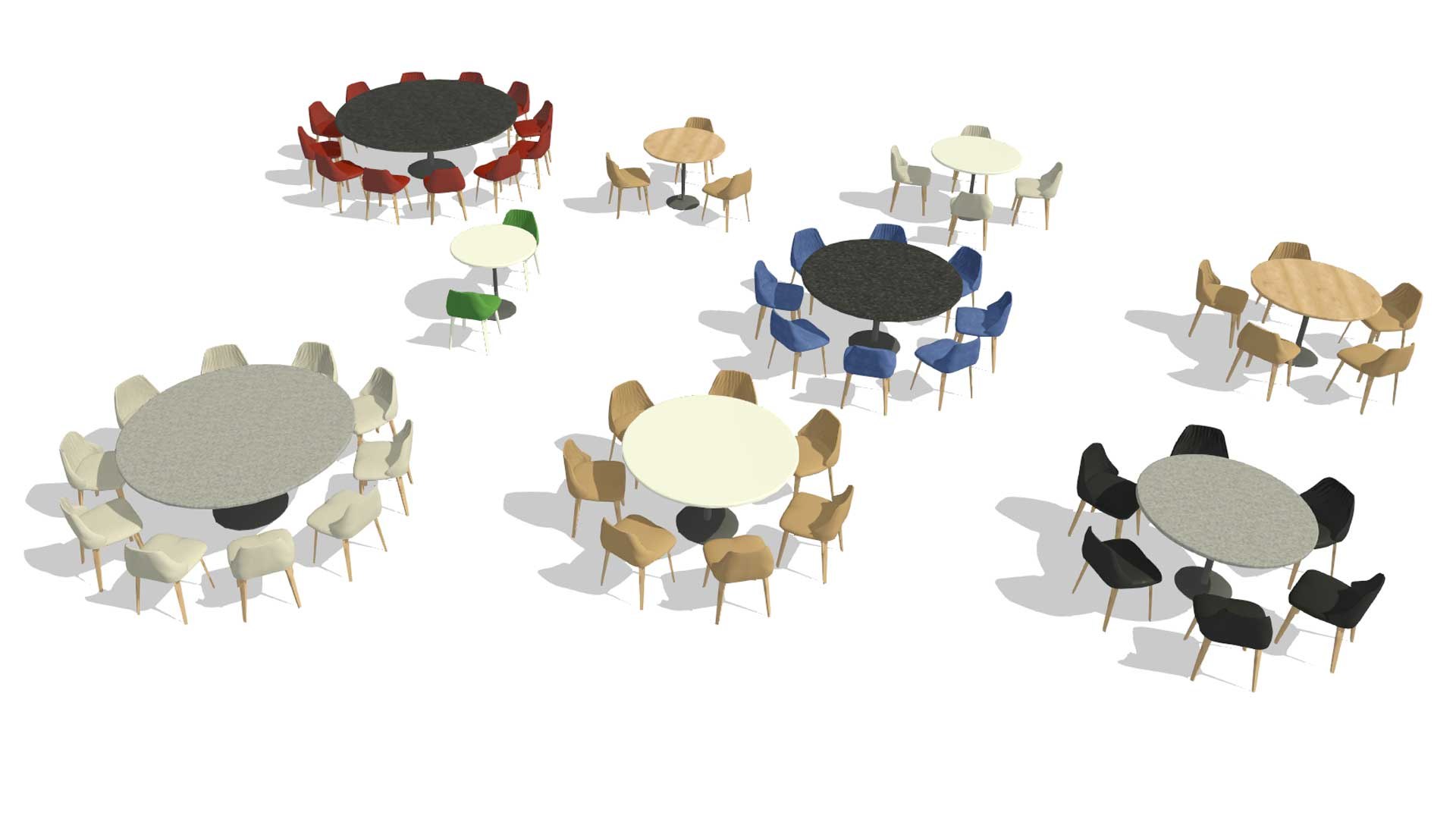 3D Parametric Revit Round Table And Chair Configuration Setups Family ...