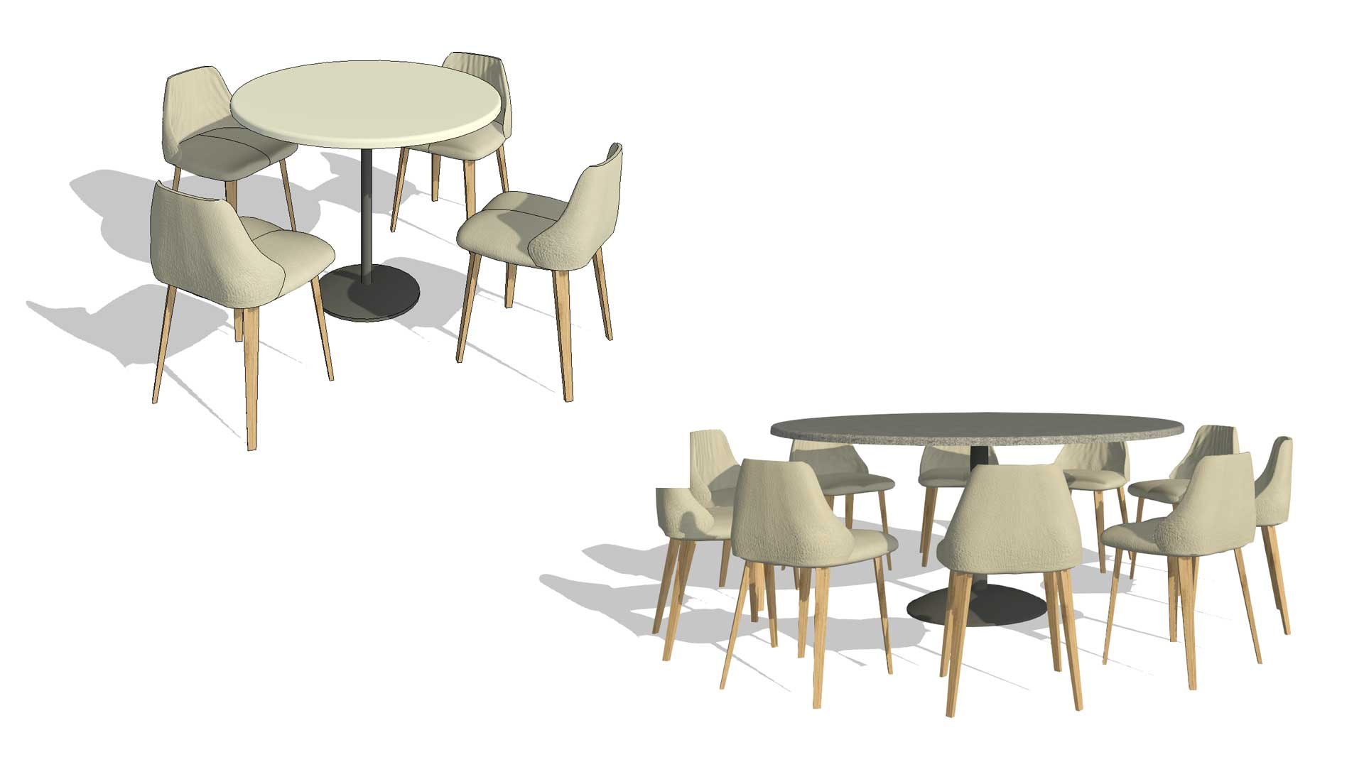 3D Parametric Revit Round Table And Chair Configuration Setups Family ...