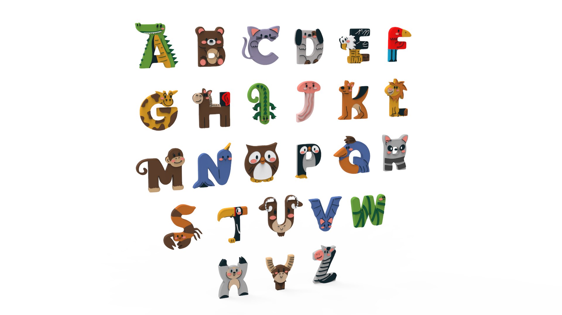 3D Cartoon Animal Alphabet V001 - TurboSquid 2159219